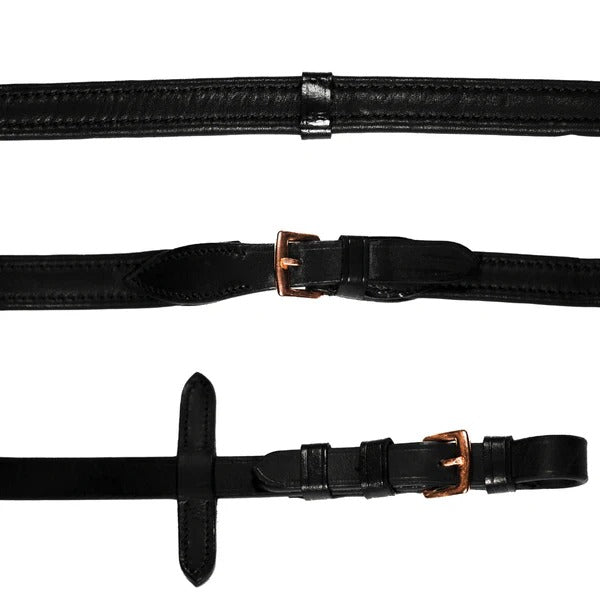 Lumiere Padded Nappa Flat Leather Reins - Rose Gold Fittings – The ...